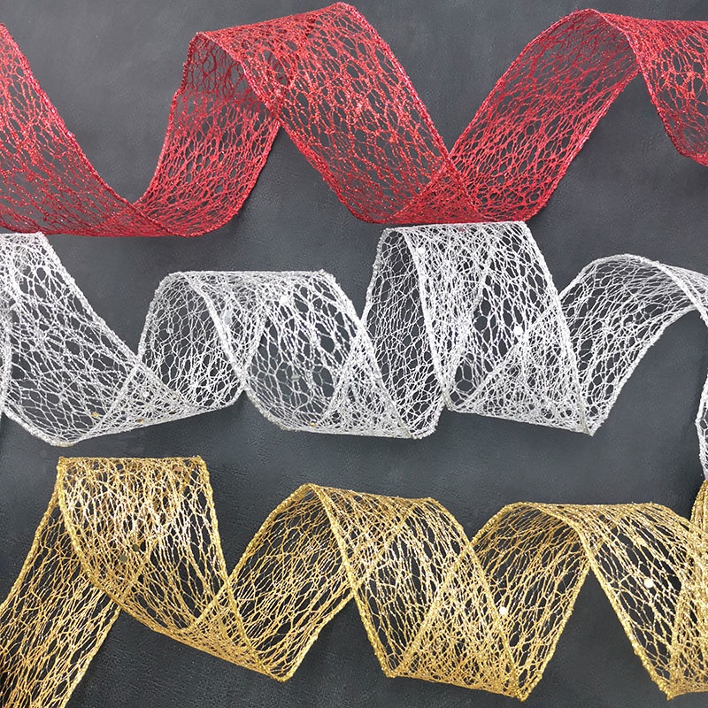 2meter/Roll Christmas Ribbon print Linen Snowflake Lace Wave Ribbon For ...