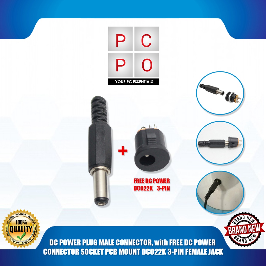 DC POWER PLUG MALE CONNECTOR, with FREE DC POWER CONNECTOR SOCKET PCB ...