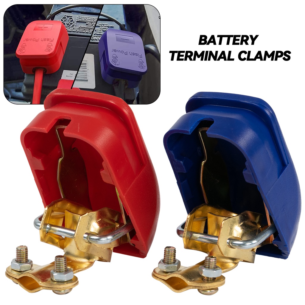 2PCS Car Battery Terminal Connector Clamp Quick Release Adjust Positive ...