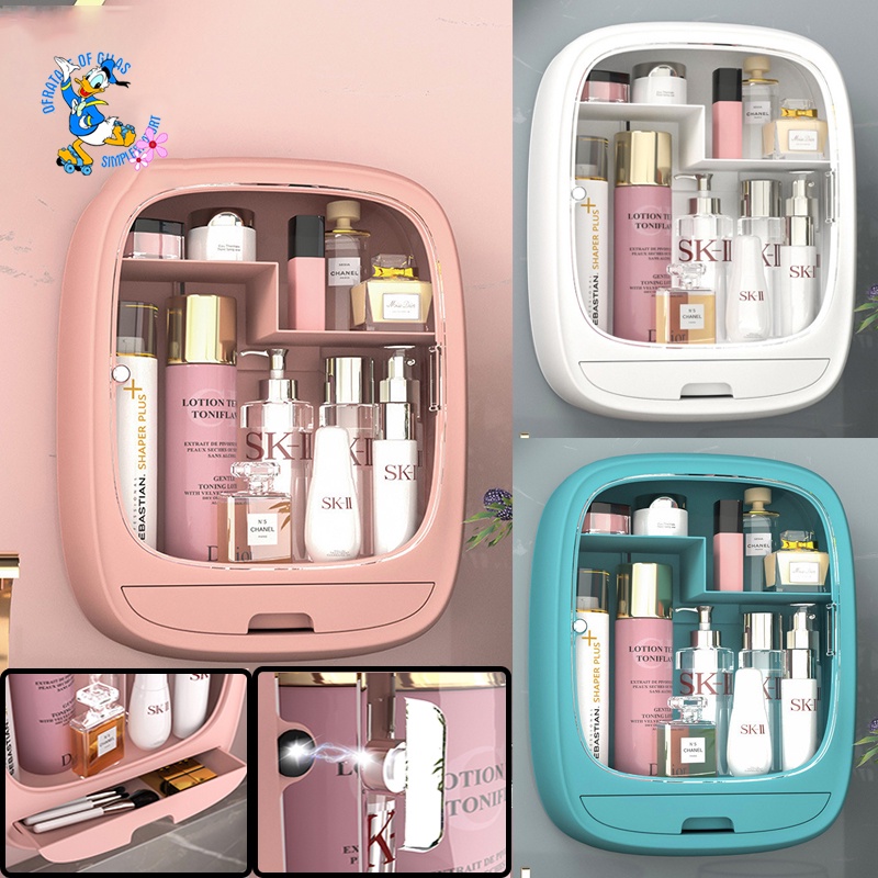 Punch Free Wall Mounted Non Perforated Cosmetic Storage Box Makeup ...