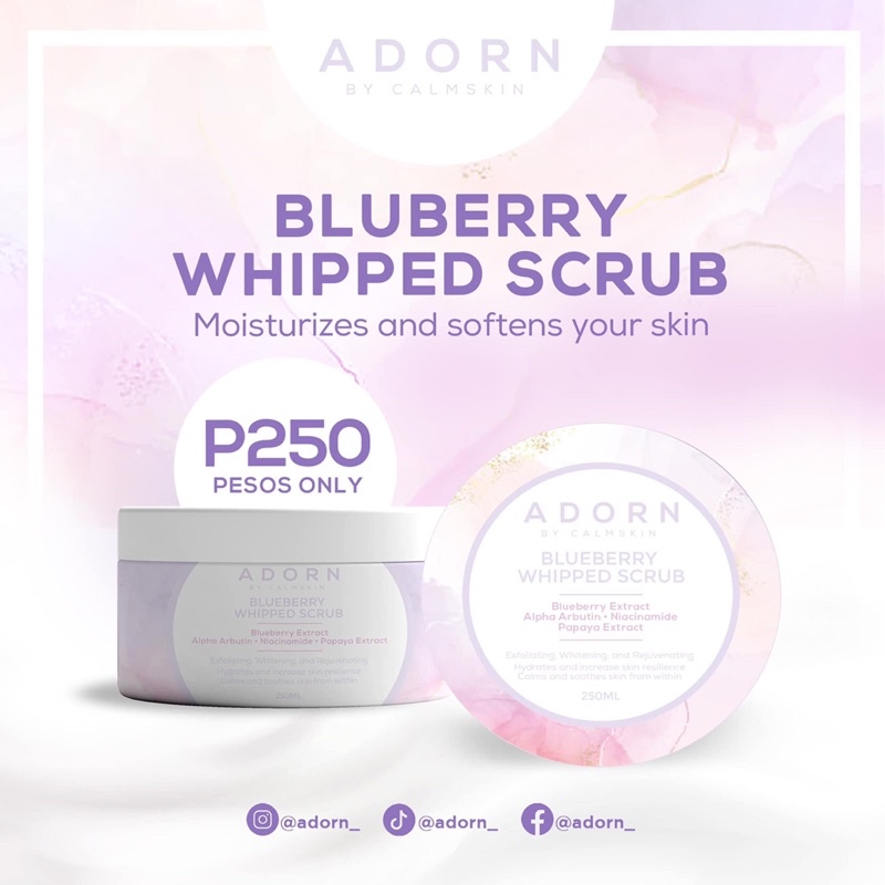 ADORN BY CALMSKIN BLUEBERRY WHIPPED SCRUB | Shopee Philippines