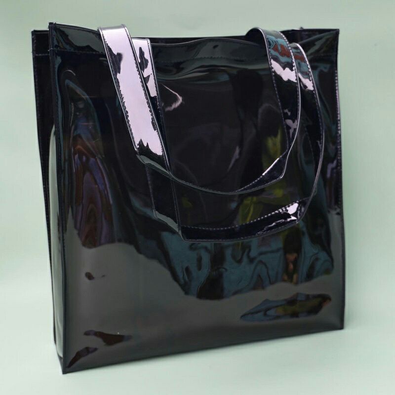 Colored PVC Tote Bag (Black) | Shopee Philippines