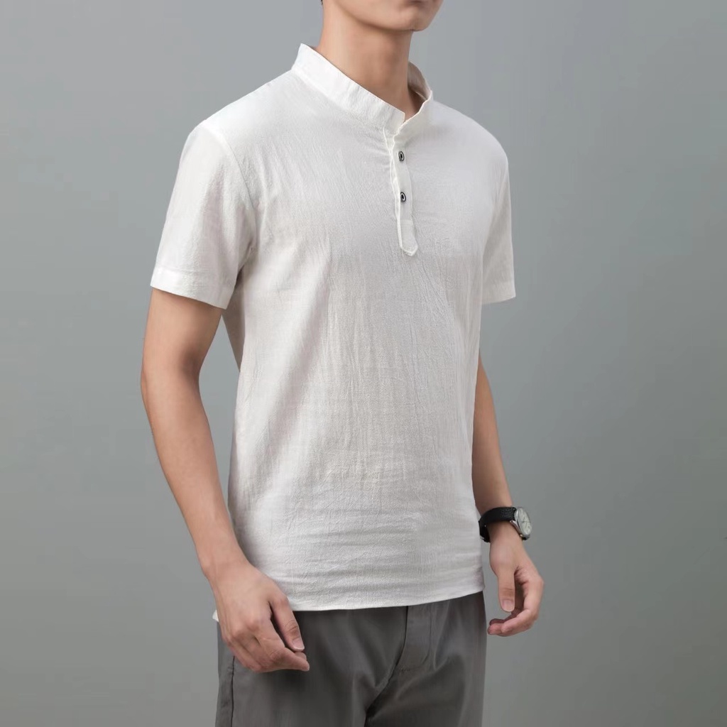 Korean style polo for men cotton office plain short sleeve shirt mens ...
