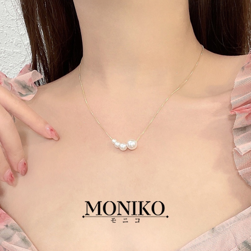 MONIKO Original Design 18k Gold Plated Pearls Necklace Small Beads ...