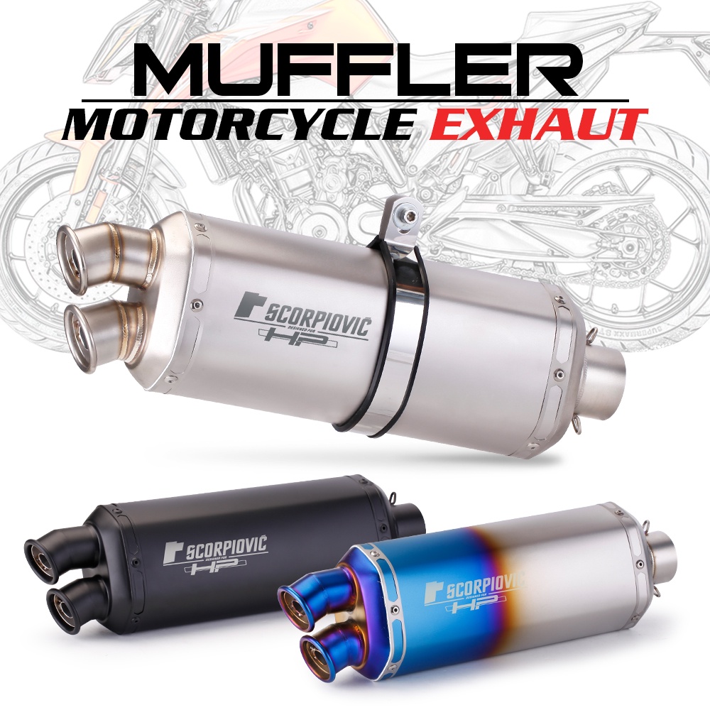 Universal Motorcycle Yoshimura Exhaust Pipe Double outlet Escape Tip ...