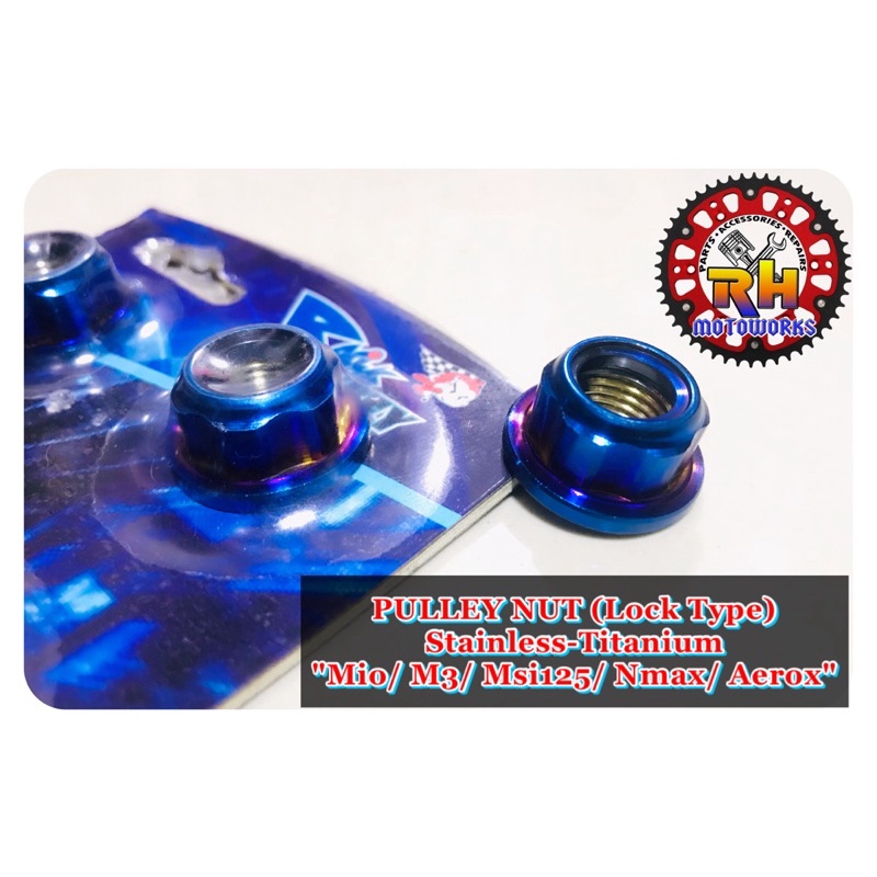 Pulley Nut with LOCK for Mio/M3/Aerox/Nmax (Stainless-Titanium ...