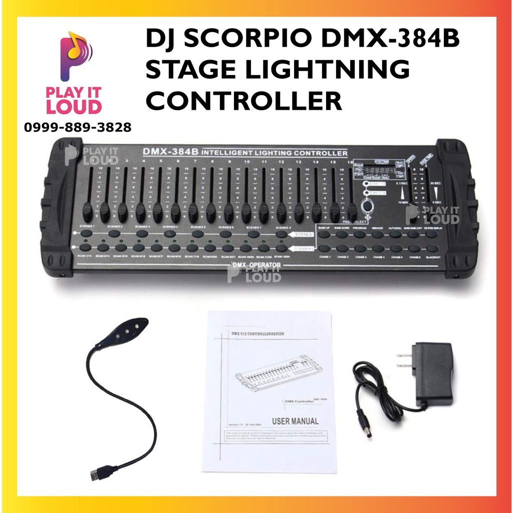 DJ SCORPIO DMX 384 / DMX-384B 16CHANNEL OPERATOR MIDI CONSOLE STAGE ...