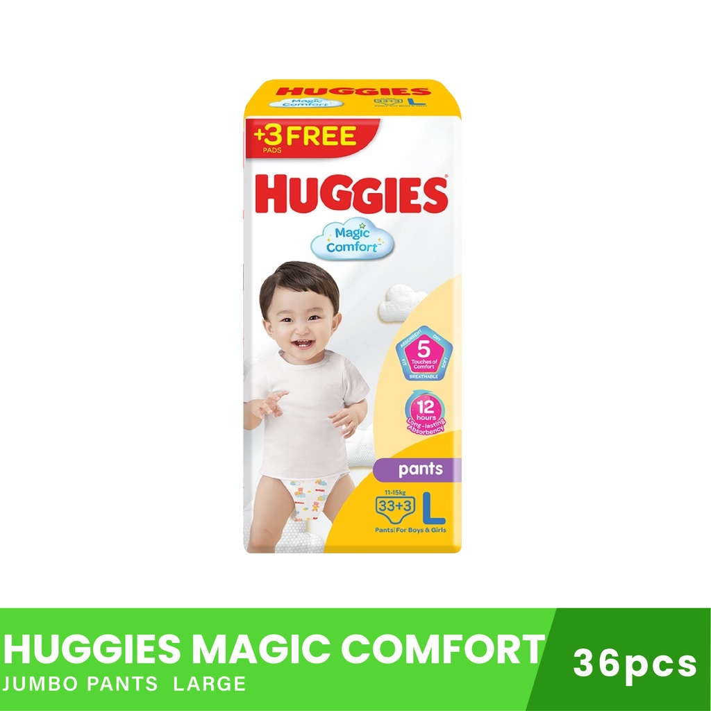 HUGGIES Magic Comfort Jumbo Pants Large 36 pcs | Shopee Philippines