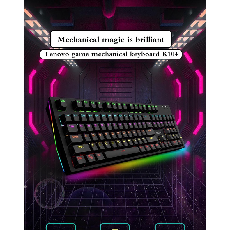 Lenovo K104 Gaming Green Keyboard Mechanical Wired Rgb Keycaps Colorful ...