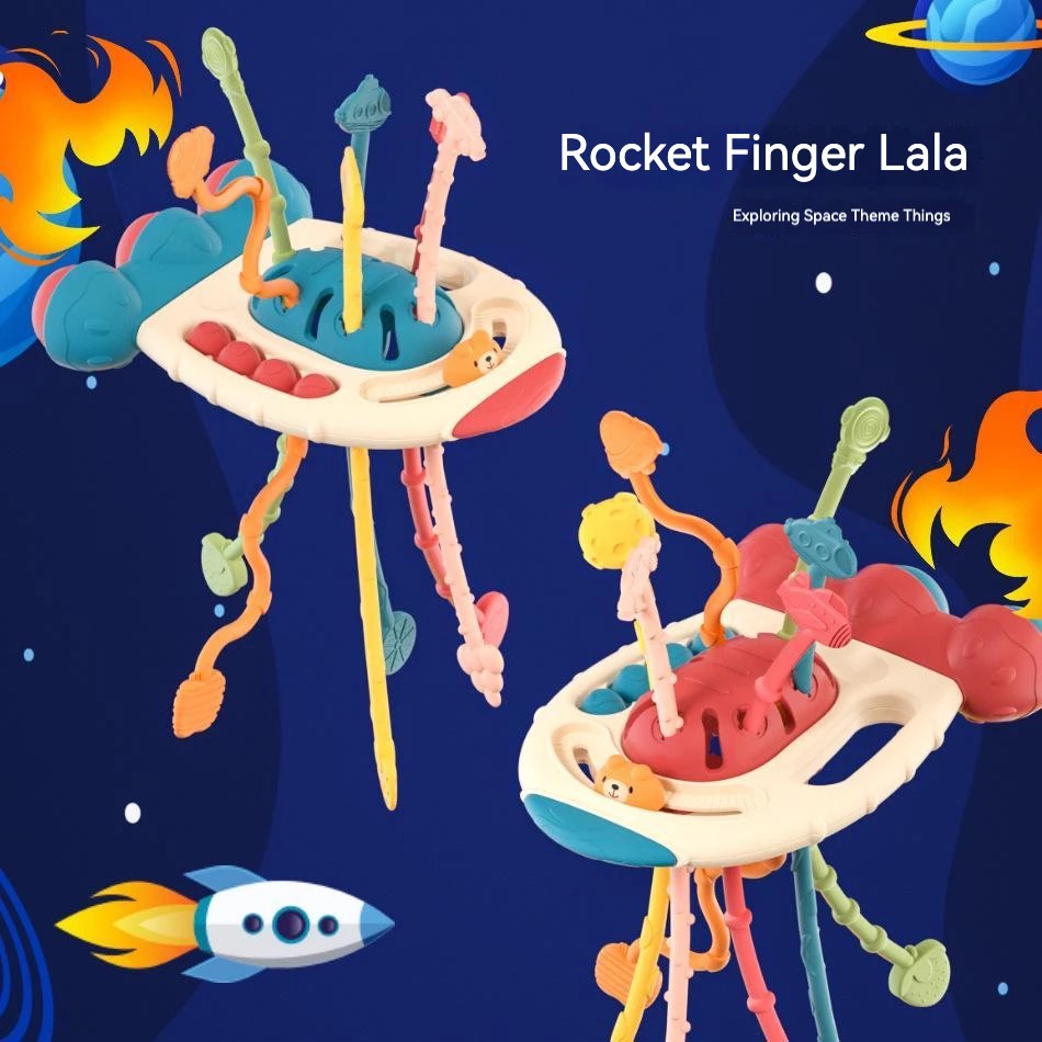 3 In 1 Silicone Teething Food Grade Pull String Activity Interactive ...