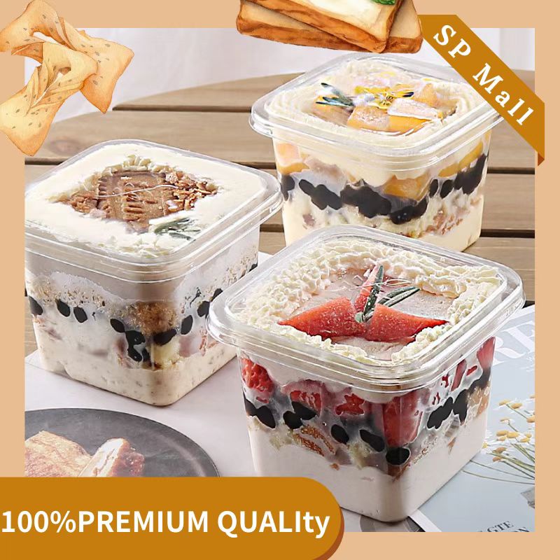 50Pcs Disposable Mousse Dessert Box With Lid Clear Plastic Cups Dessert ...