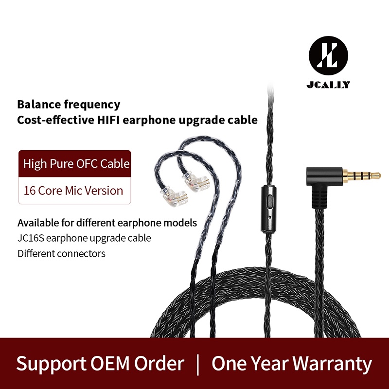 JCALLY JC16S 16 Core OFC Upgrade Cable with Mic HIFI Earphones Upgrade ...