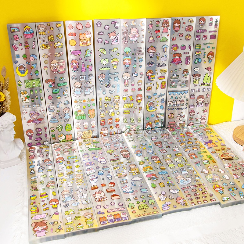 20 Sheets Japanese Cartoon Cute Long Strip Deco Stickers Waterproof PET ...