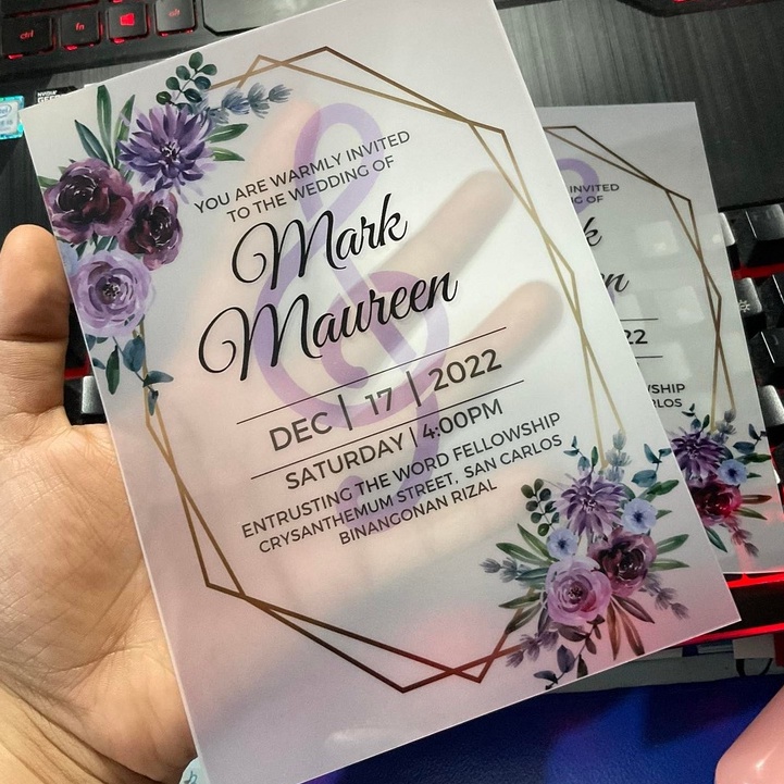 5R 5"X7" PRINT WEDDING INVITATION TRANSPARENT (PRINT & DESIGN) with 1 ...