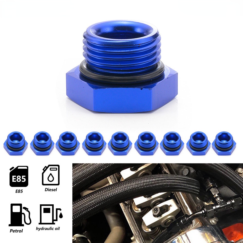 10PCS AN8 Aluminum Male Flare Plug Fitting with ORB O Ring Boss Thread ...