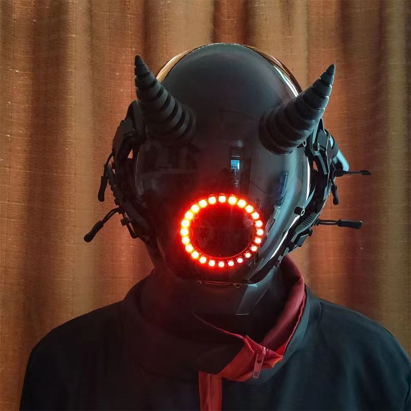 Cyberpunk Mask Led Demon Mask Sci-fi Helmet Role-playing Webcast Props ...