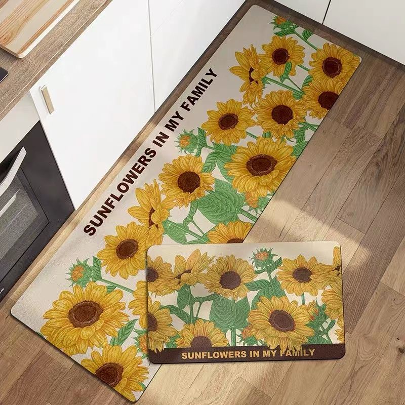 fashion shop sunflower design kitchen rug set non slip floor rug ...