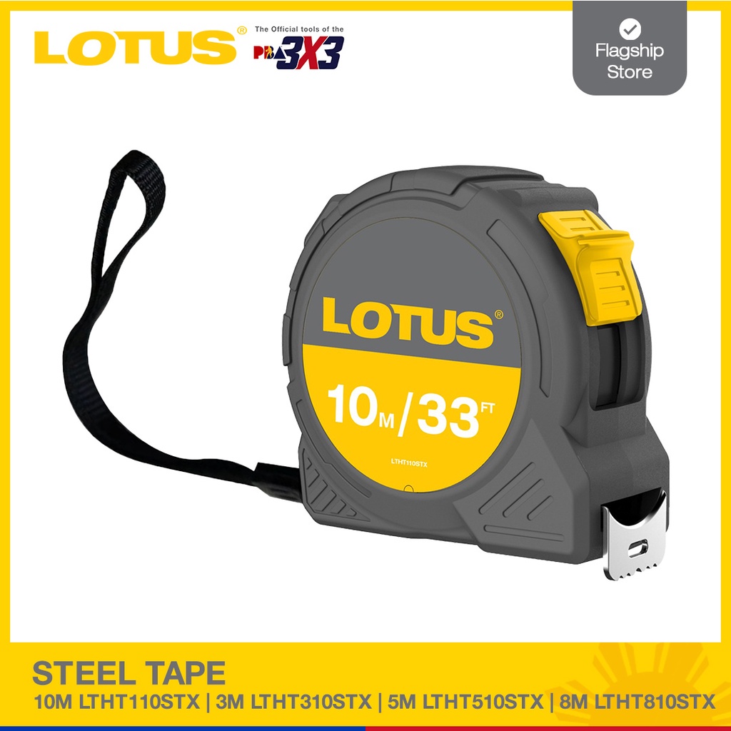 Lotus Steel Measuring Tape (Rubber) Measure Tape 5m x 19mm" LST513
