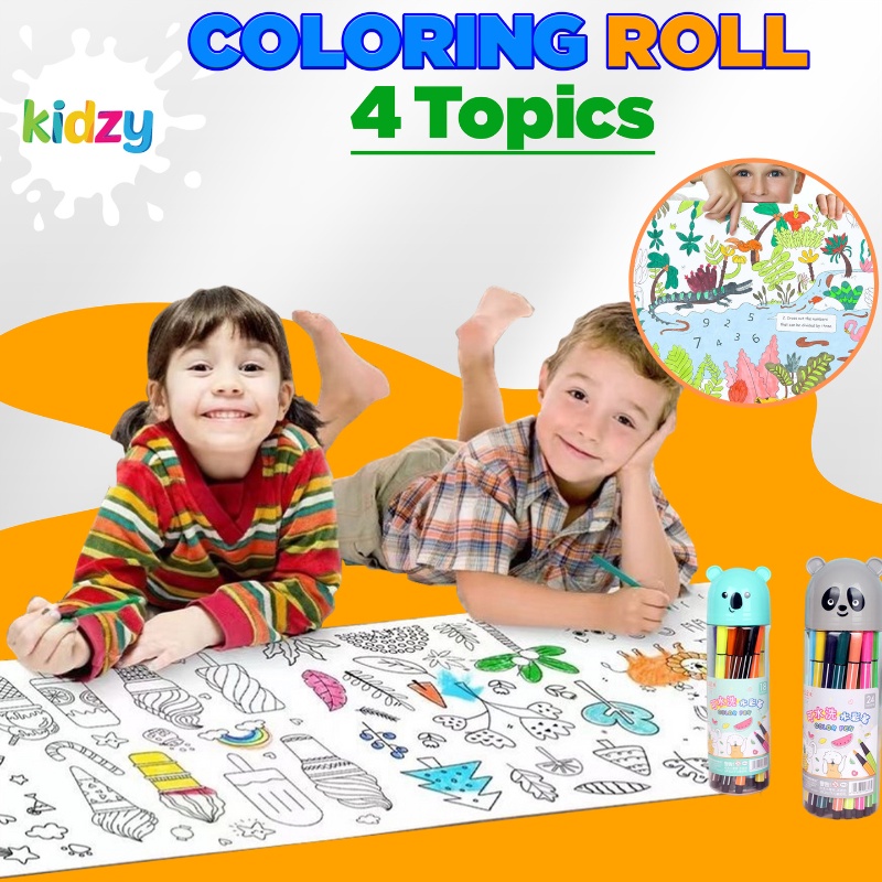 Mideer 3 Meter Giant Floor Kidzy Coloring Roll Drawing Roll Art & Craft ...