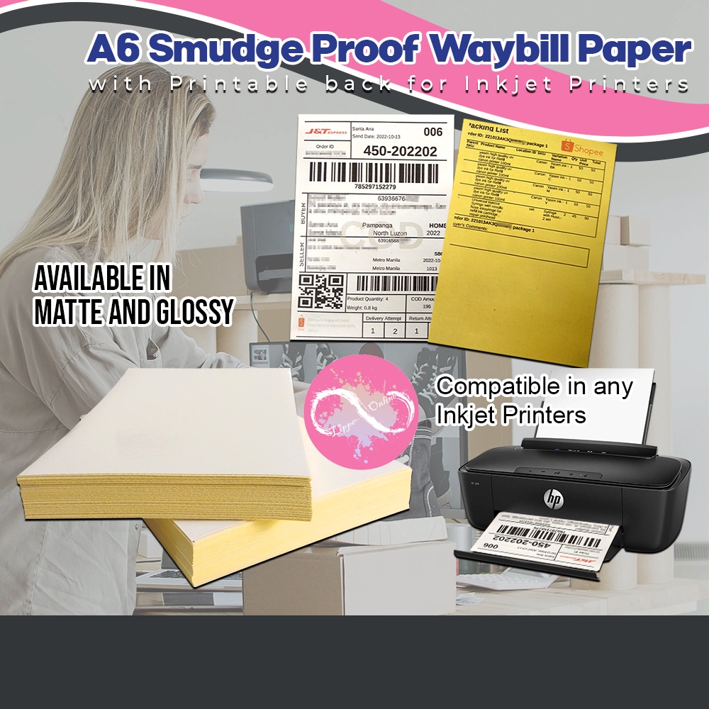 (50pcs)A6 Smudge Proof Waybill Sticker Paper with Printable back for ...