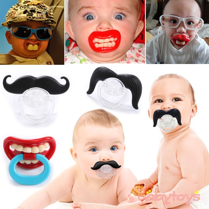baby Face Pacifier Funny Design KIds Mustache Pacifier Teeth Infant ...