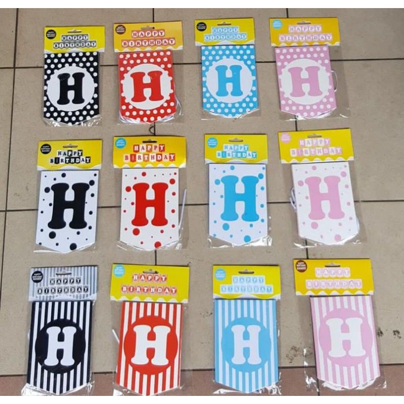 Happy Birthday Banner with Polka Dot/Striped motifs | Shopee Philippines