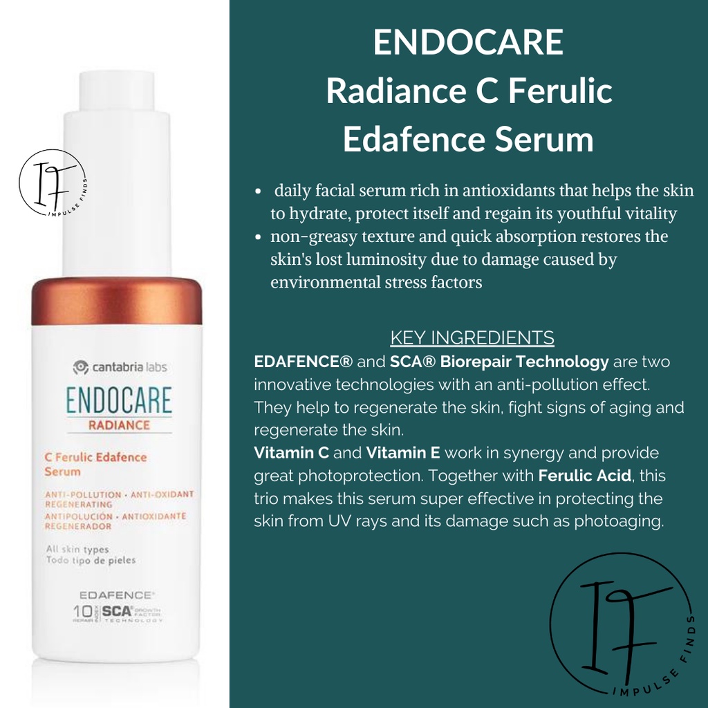 Endocare Radiance C Ferulic Edafence Serum 30ml | Shopee Philippines