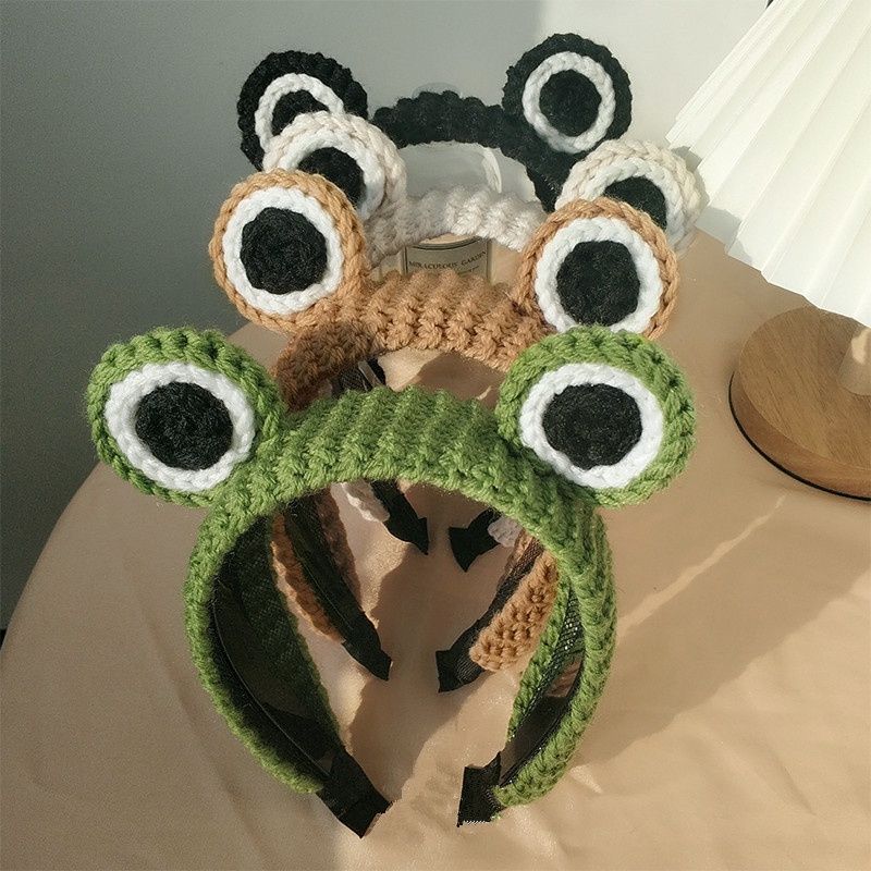 Cartoon Fashion Big Eyes Frog Headband Female Face Wash Cute Wool ...