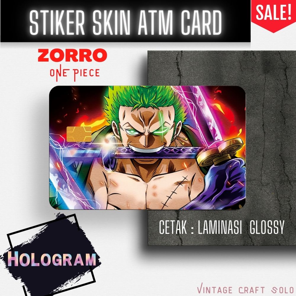 Cool onepiece zorro anime atm skin card stickers, vintage packaging ...