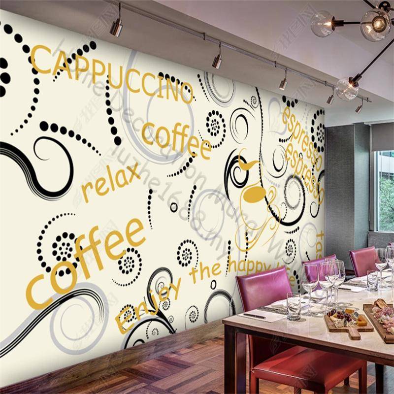 Custom Modern Pattern Cafe Custom Wallpaper Industrial Decor Restaurant ...