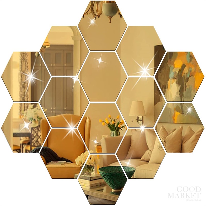 12pcs/1set 3D Mirror Wall Stickers Vinyl Sticker Removable Hexagonal ...