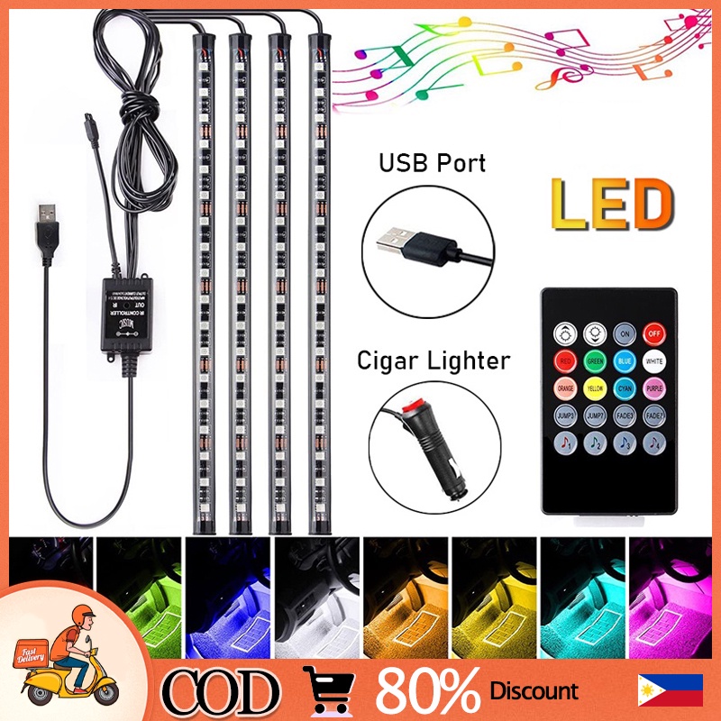 Car Atmosphere Lamp Interior Lights 12V LED RGB Strip Under Dash Lamp ...