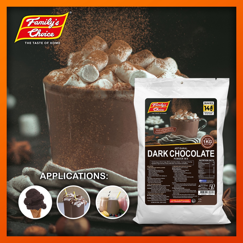 Family's Choice Artisanal Dark Chocolate 1 Kg Powder Mix for Frappe ...