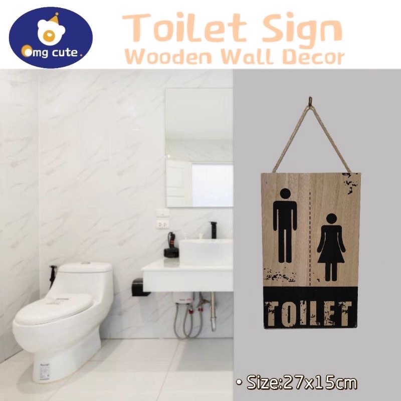 Wood Signage Toilet Sign Retro Door Signs Household Wall Plaque Plates ...