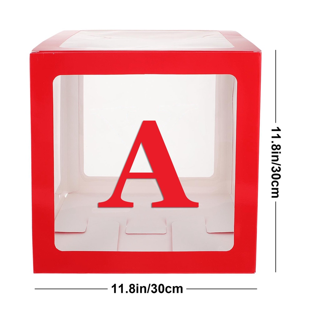 Red Box Transparent Name Age 26Letter Box Baby Shower Decorations ...