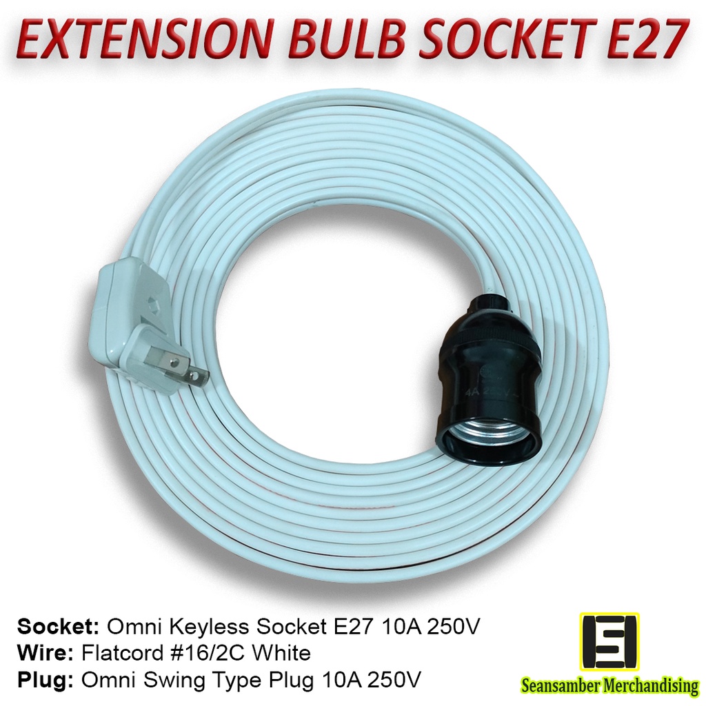 Extension Bulb Socket E27 for Lighting Length 4M, 5M, 6M, 7M, 8M and ...