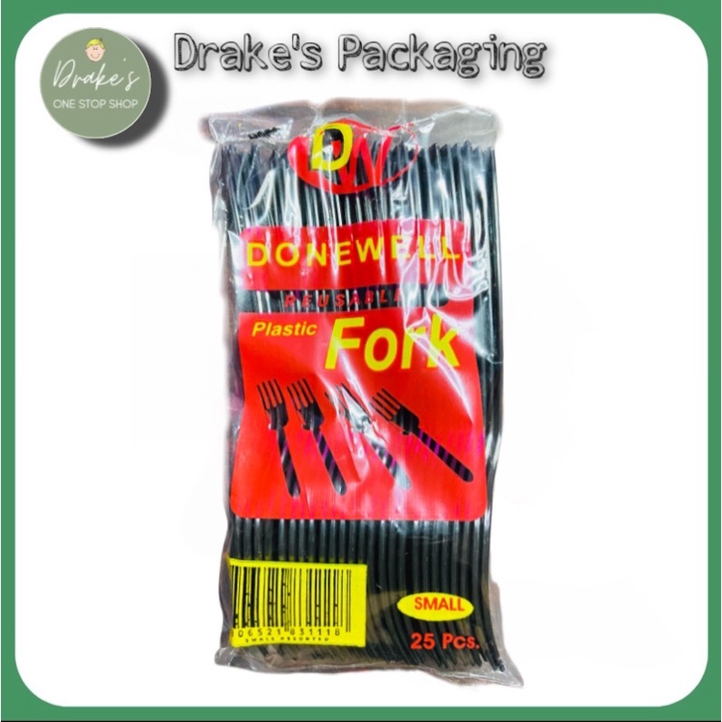 [25pcs] Disposable Spoon and Fork White And Black Spork Set per pack ...