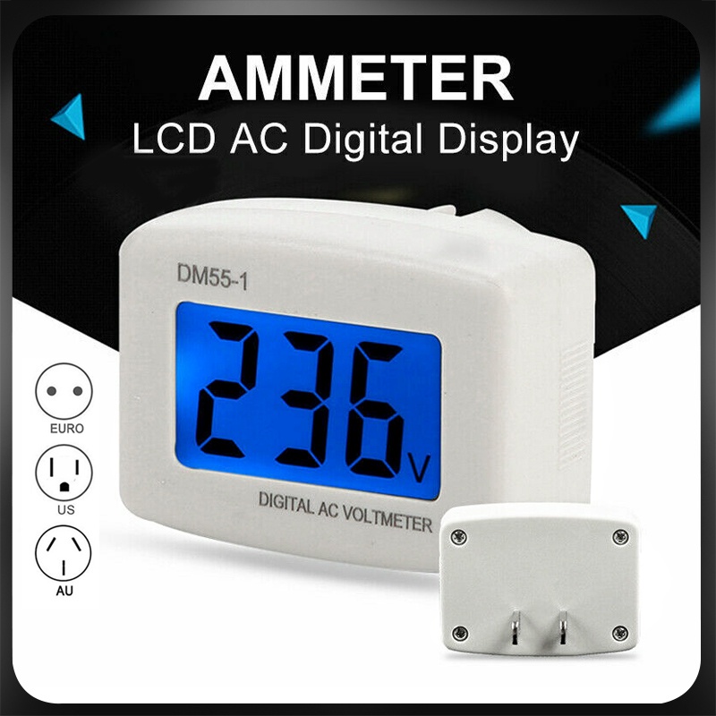 DM55-1 80-300V AC Digital Volt meter 220 v US Plug AC Voltmeter Socket ...