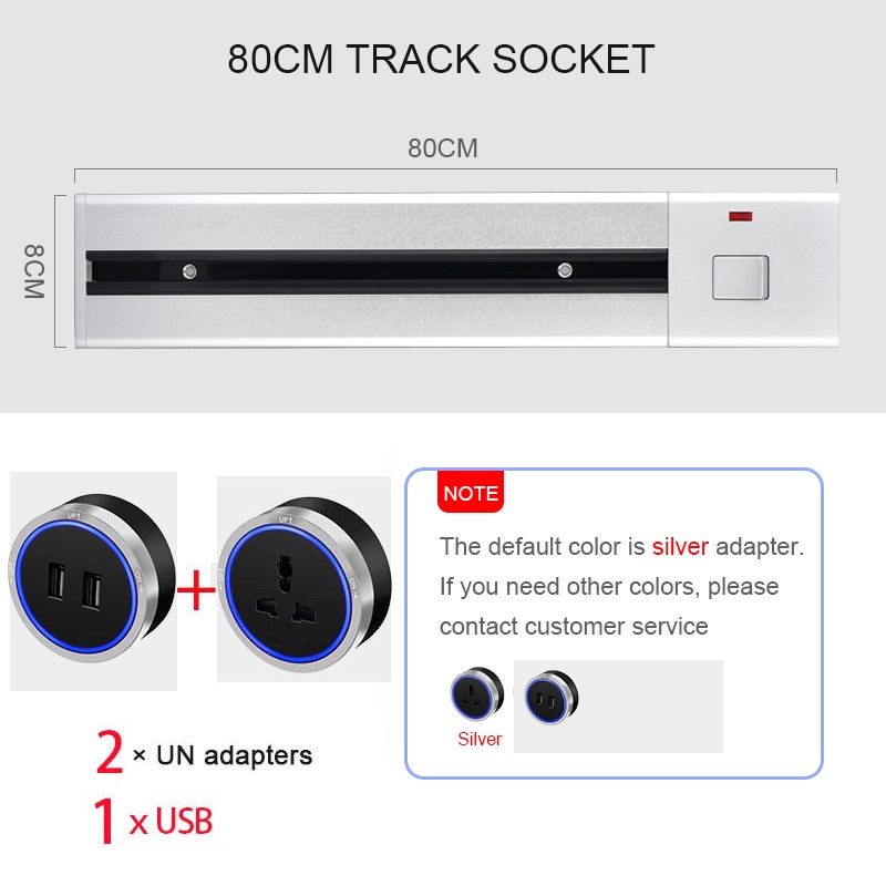 TEP Movable Power Track Socket Modern Electric Wall Outlet with LED for ...