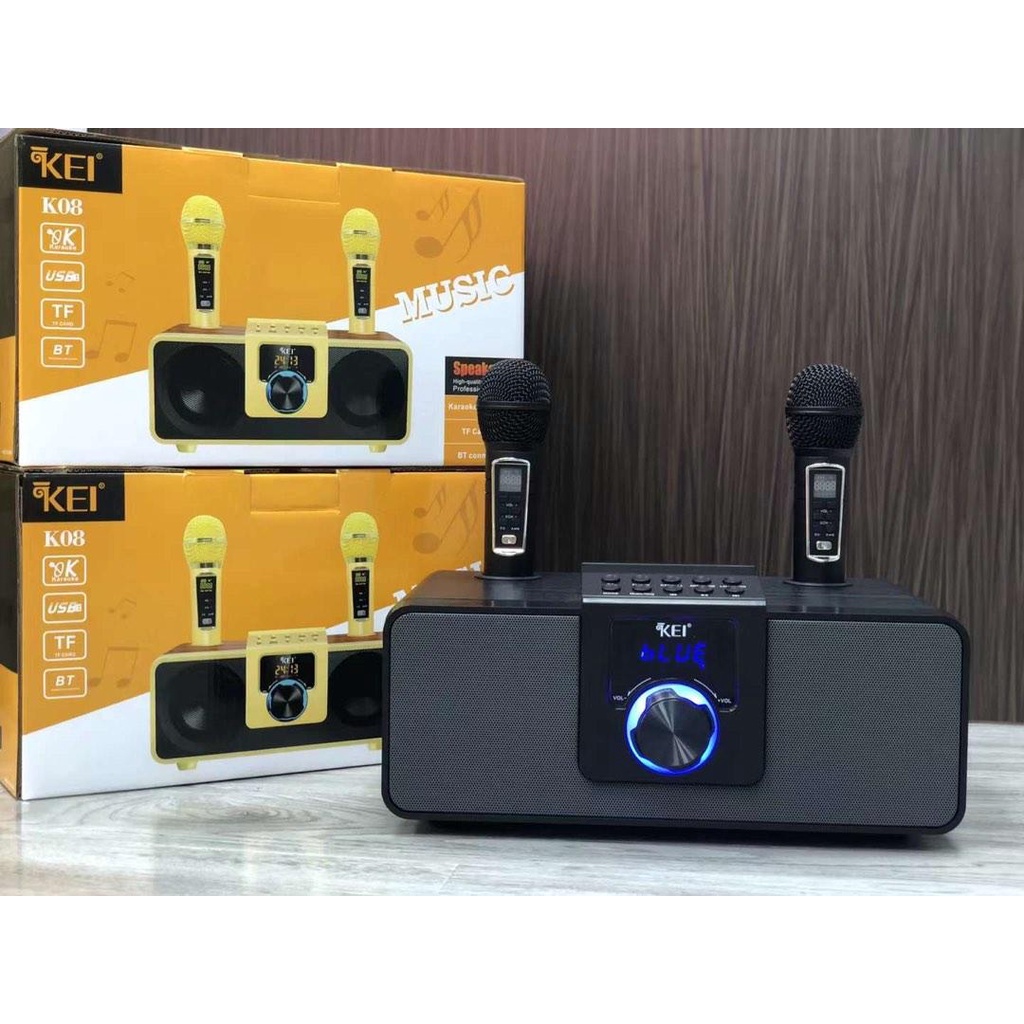 NEW!!! KEI K08 bluetooth karaoke speaker Comes with 2 wireless microphones with LCD screen ...