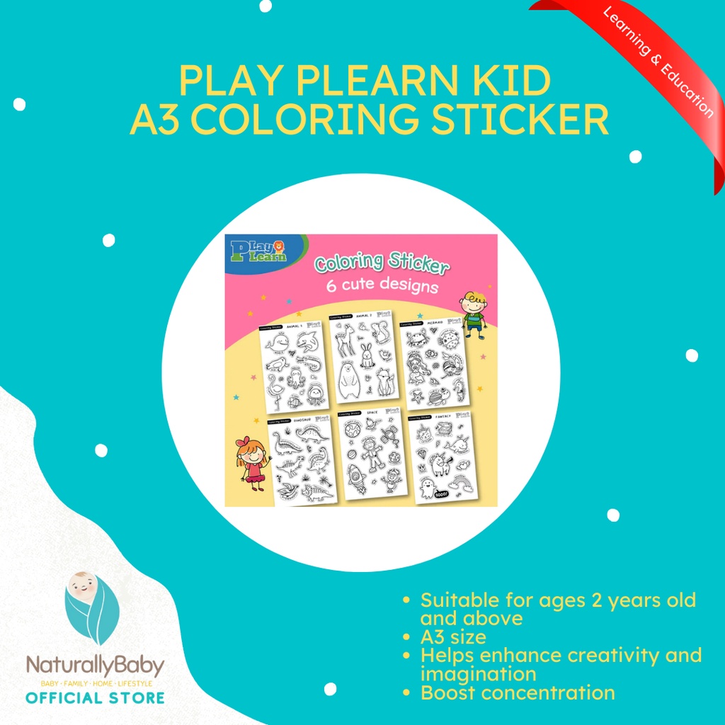 Play Plearn Kid A3 Coloring Sticker | Shopee Philippines