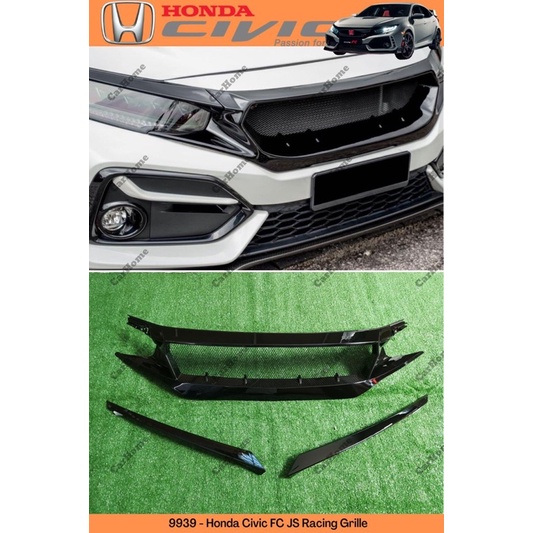 Honda Civic FC 2016-2019 JS Racing front grille front grill gloss black ...
