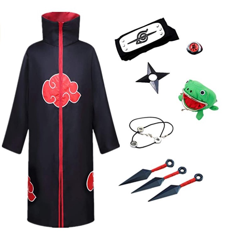 Anime Naruto Tissue Cloak COS Suit Itachi Robe Shuriken Headband ...