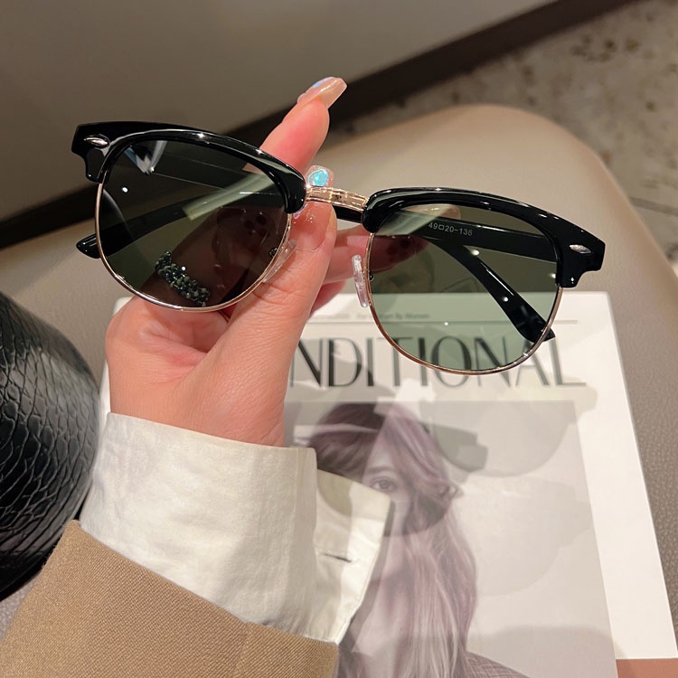 Men’s Sunglasses Classic Half Frame Driving Square Frame Sun Glasses UV400 Ultraviolet-proof Sun ...