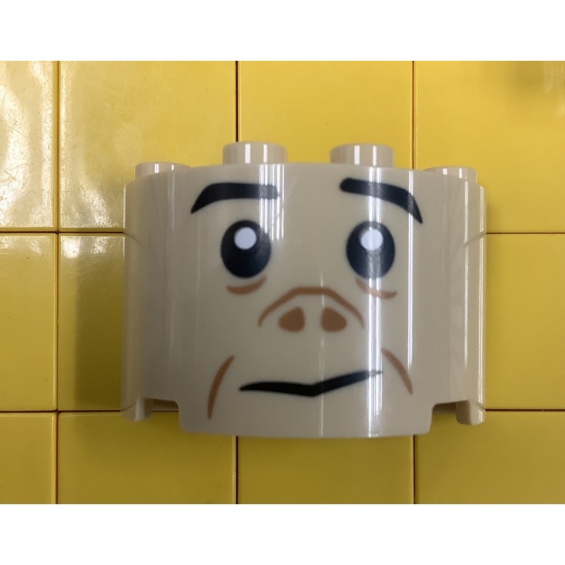 LEGO Parts - Cylinder Half 2x4x2 w/ 1x2 Cutout w/ Black Eyebrows, Mouth ...