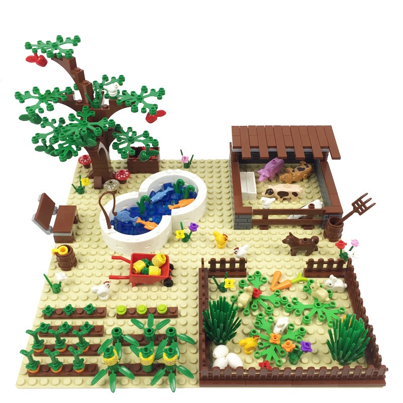 Farm Life Set MOC Creative Scene 32X32 Baseplate Building Block ...