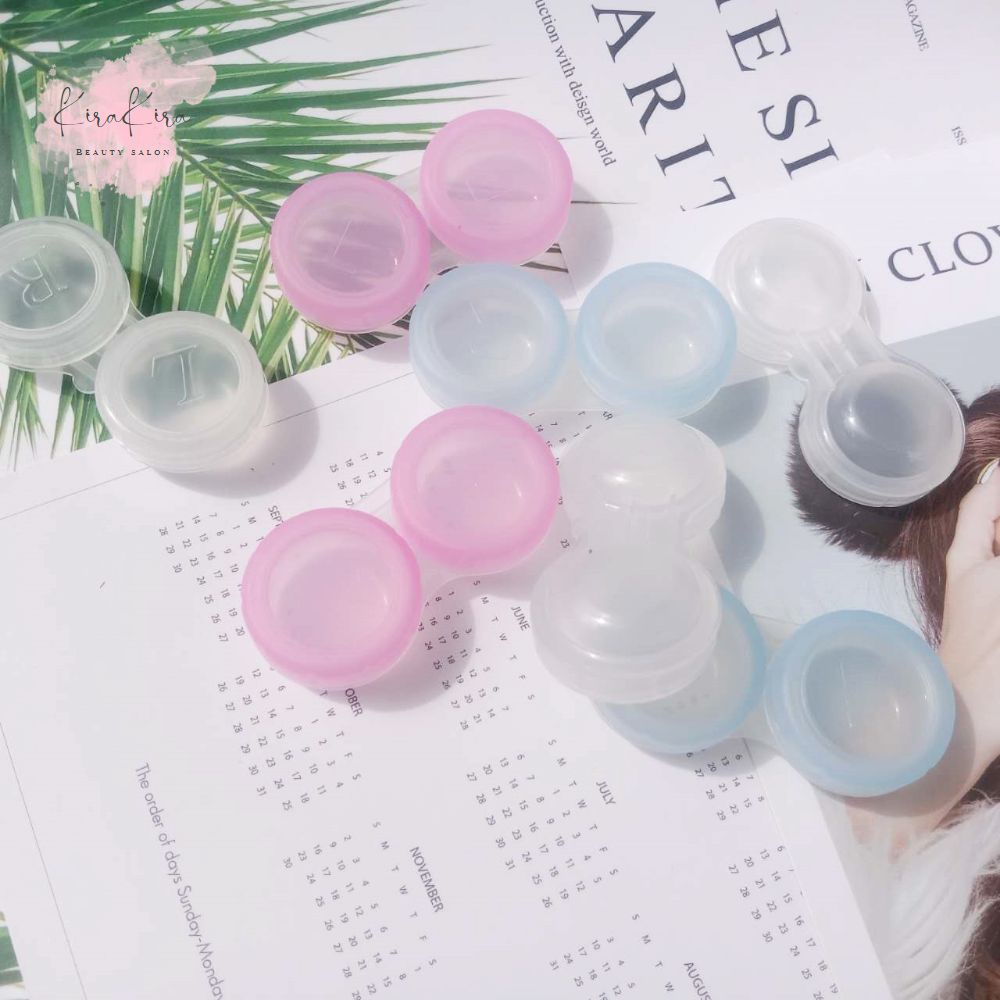 KiraKira | Simple Contact Lens Case Transparent Clear Case Left & Right ...