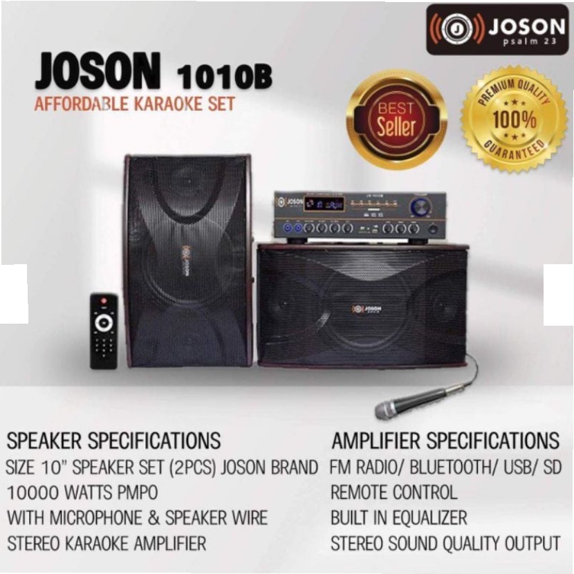 JOSON JS1010B 10 inches Speaker Set (1Amplifier 1pair speaker 1 ...