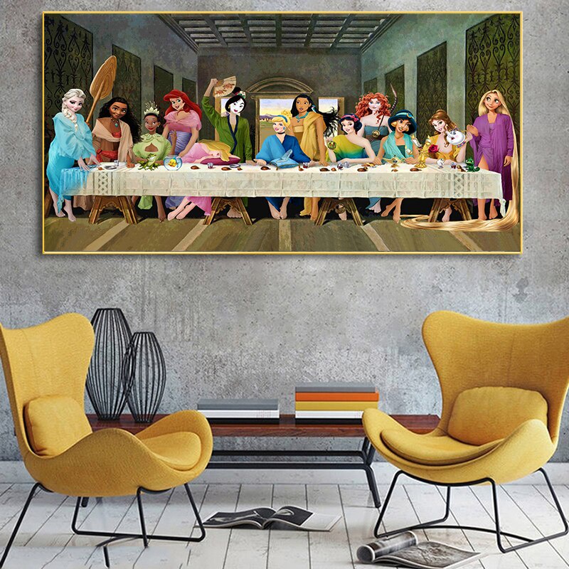 Disney Art Last Supper Canvas Painting Marvel Superhero Mickey Mouse ...