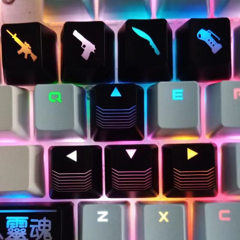 4pcs ABS Keycap CSGO Translucent Cf Crossfire Cut Gun Shortcut Key WASD ...